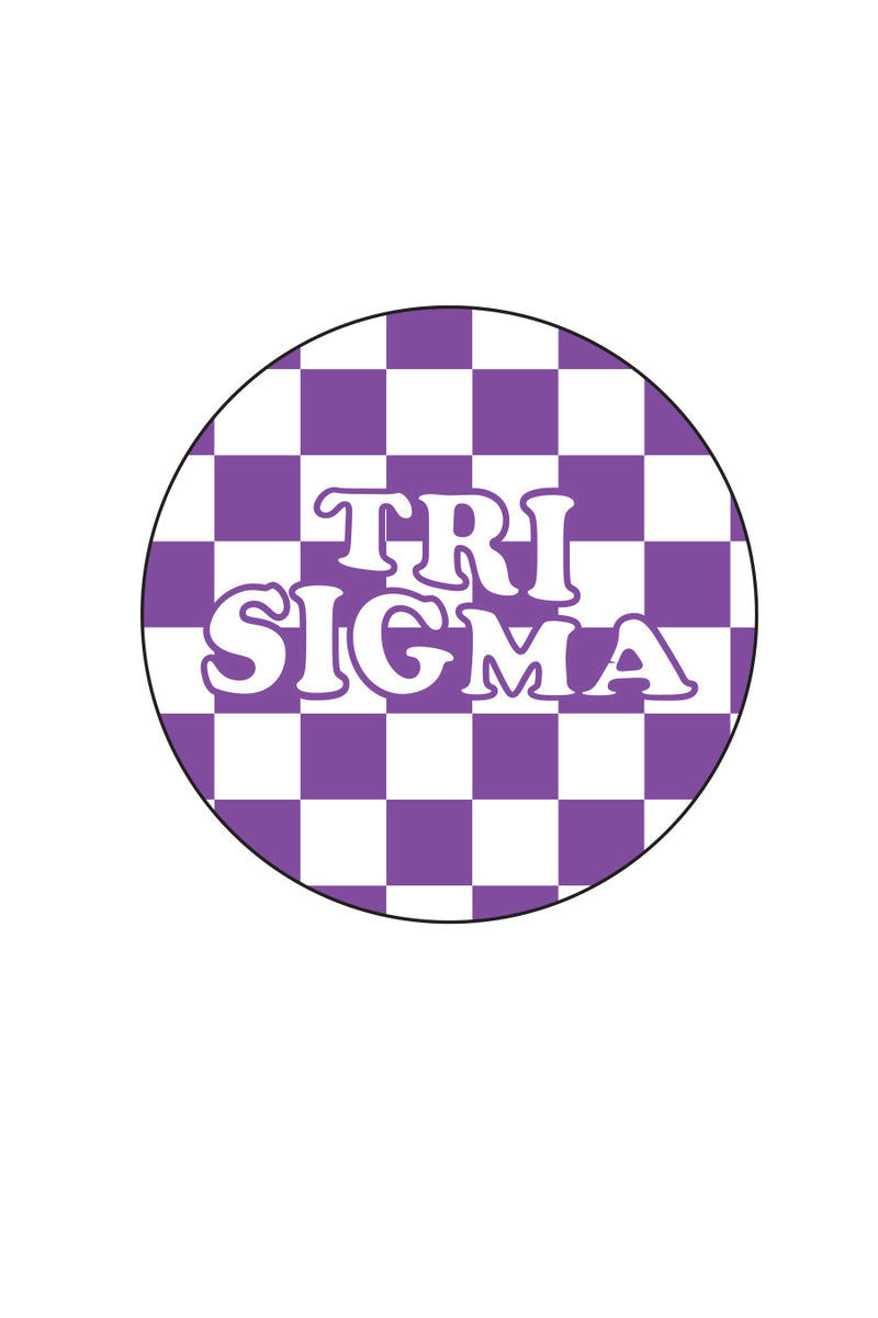 Checkered Button – Purple & Pearls - Tri Sigma