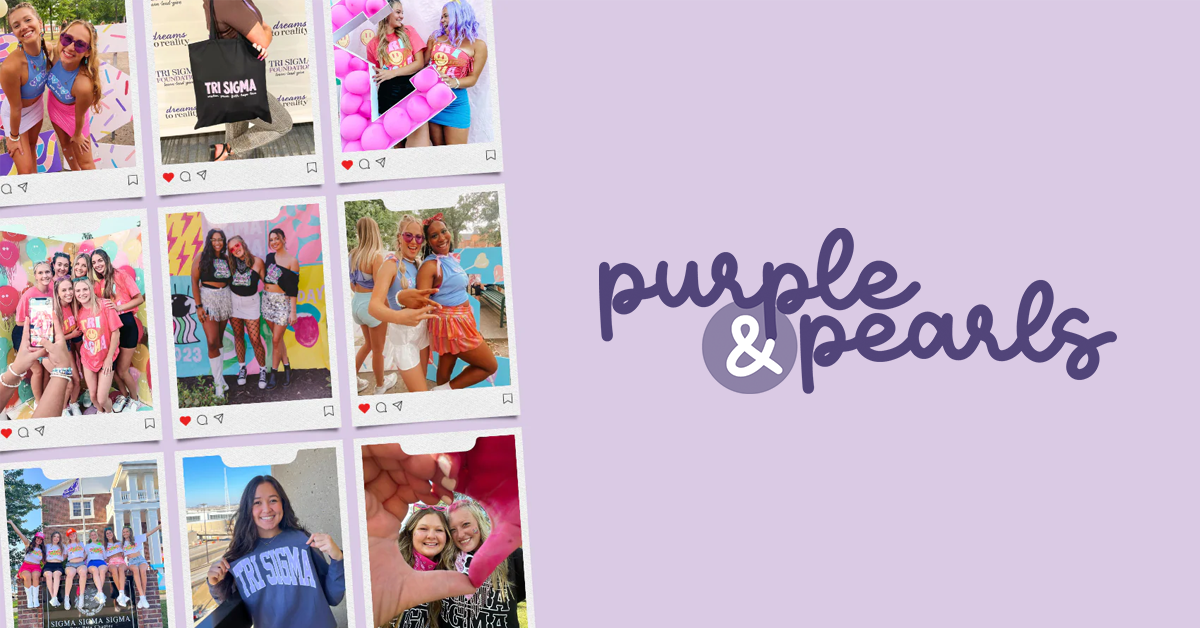 Tri Sigma Custom Design Gallery – Purple & Pearls - Tri Sigma