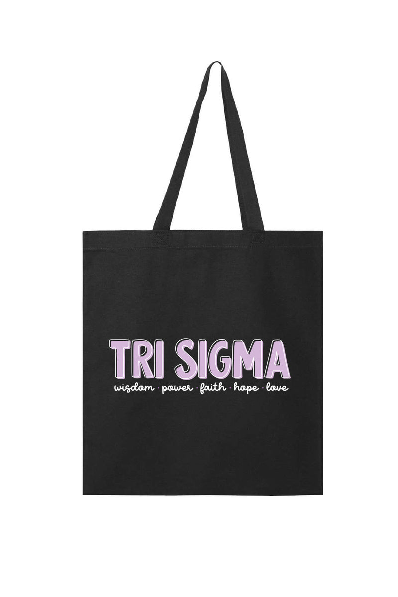 Tri Sigma Values Tote – Purple & Pearls - Tri Sigma