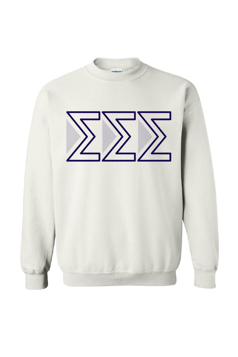 Tri Sigma Letters Sweatshirt – Purple & Pearls - Tri Sigma