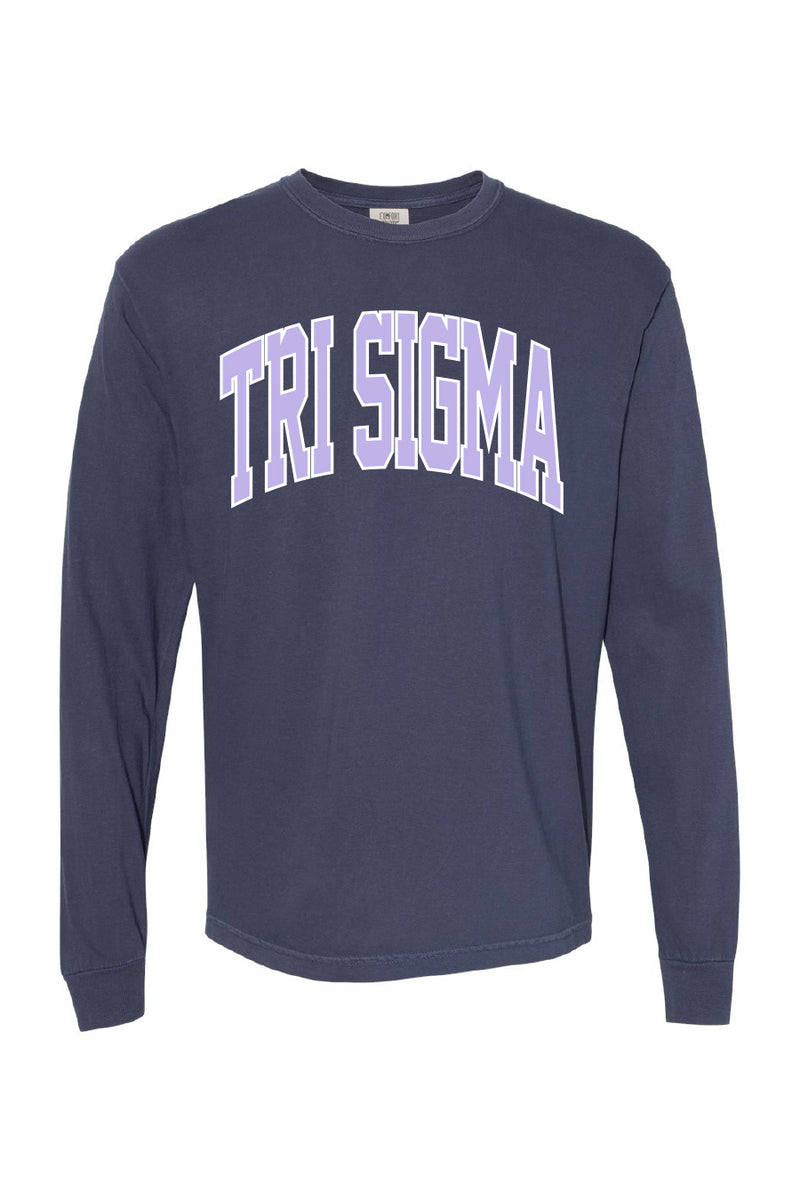 Standard Tri Sigma Long Sleeve – Purple & Pearls - Tri Sigma