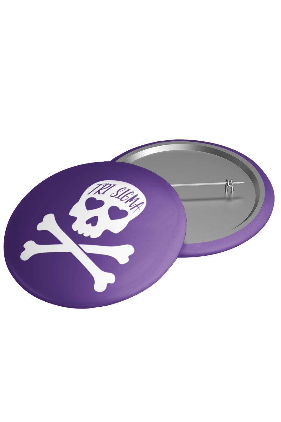 Tri Sigma Heart Skull Button – Purple & Pearls - Tri Sigma